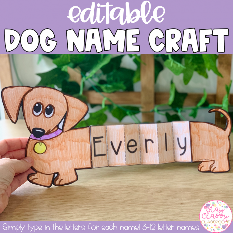 Dog Name Craft Editable - Stay Classy Classrooms