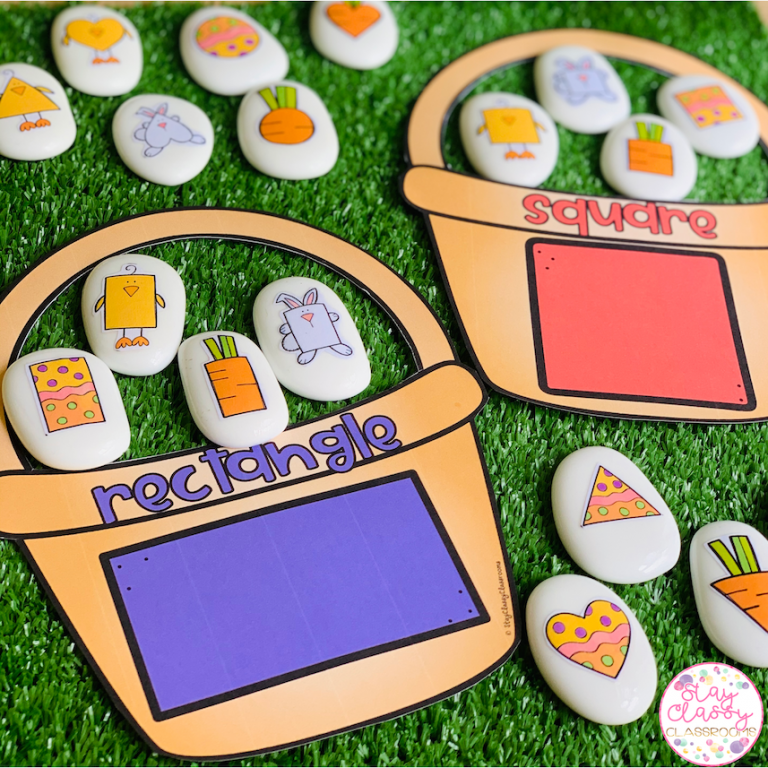 Easter 2D Shape Sorting Stones - Stay Classy Classrooms