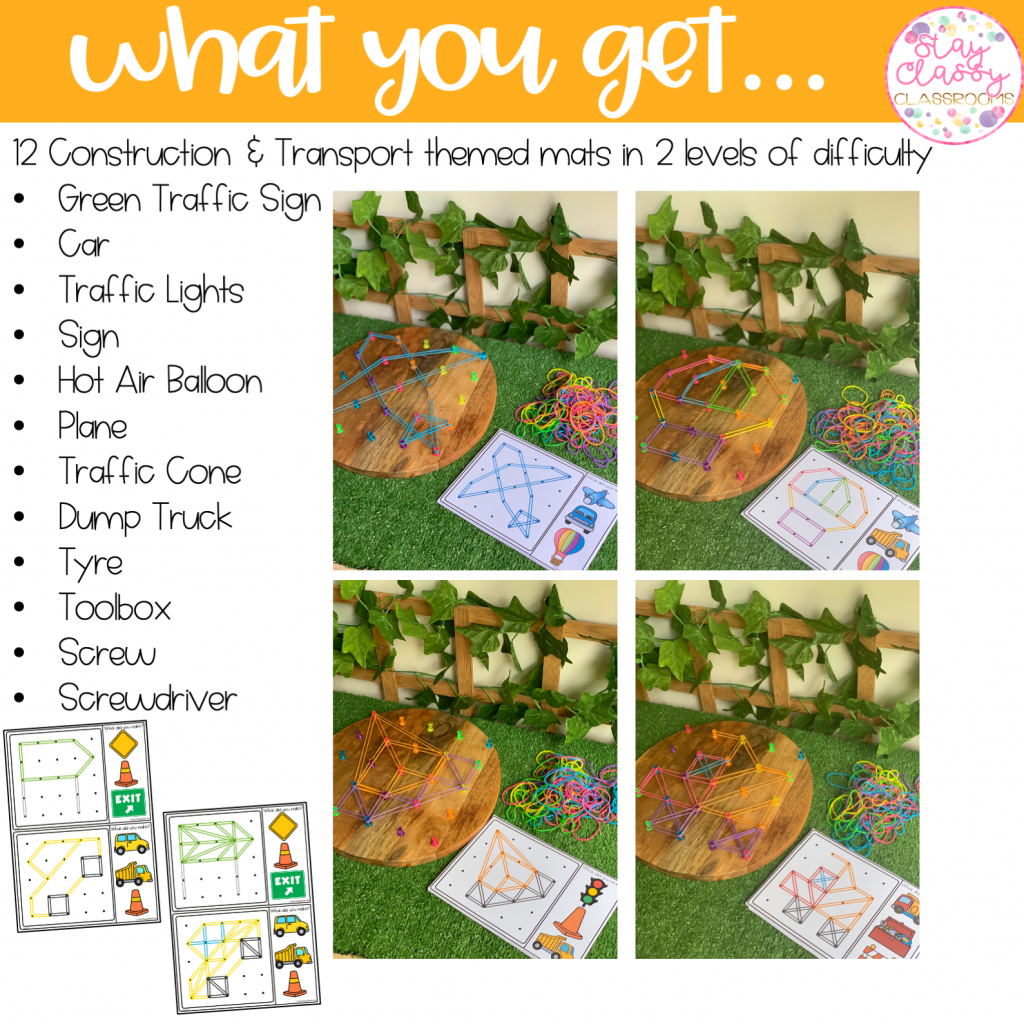 Construction & Transport Geoboard Mats - Stay Classy Classrooms