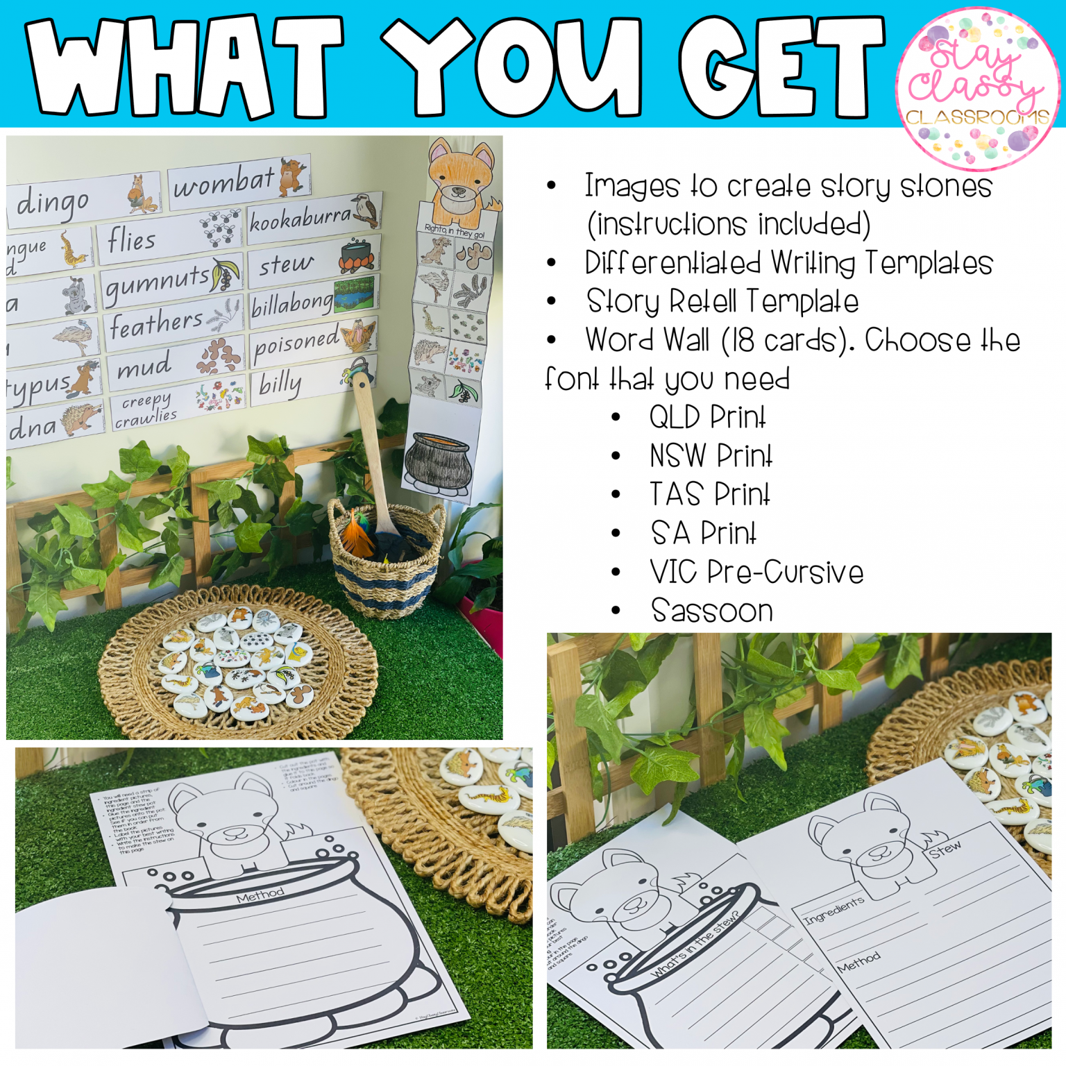 Wombat Stew Story Pack | Story Stone Printables - Stay Classy Classrooms