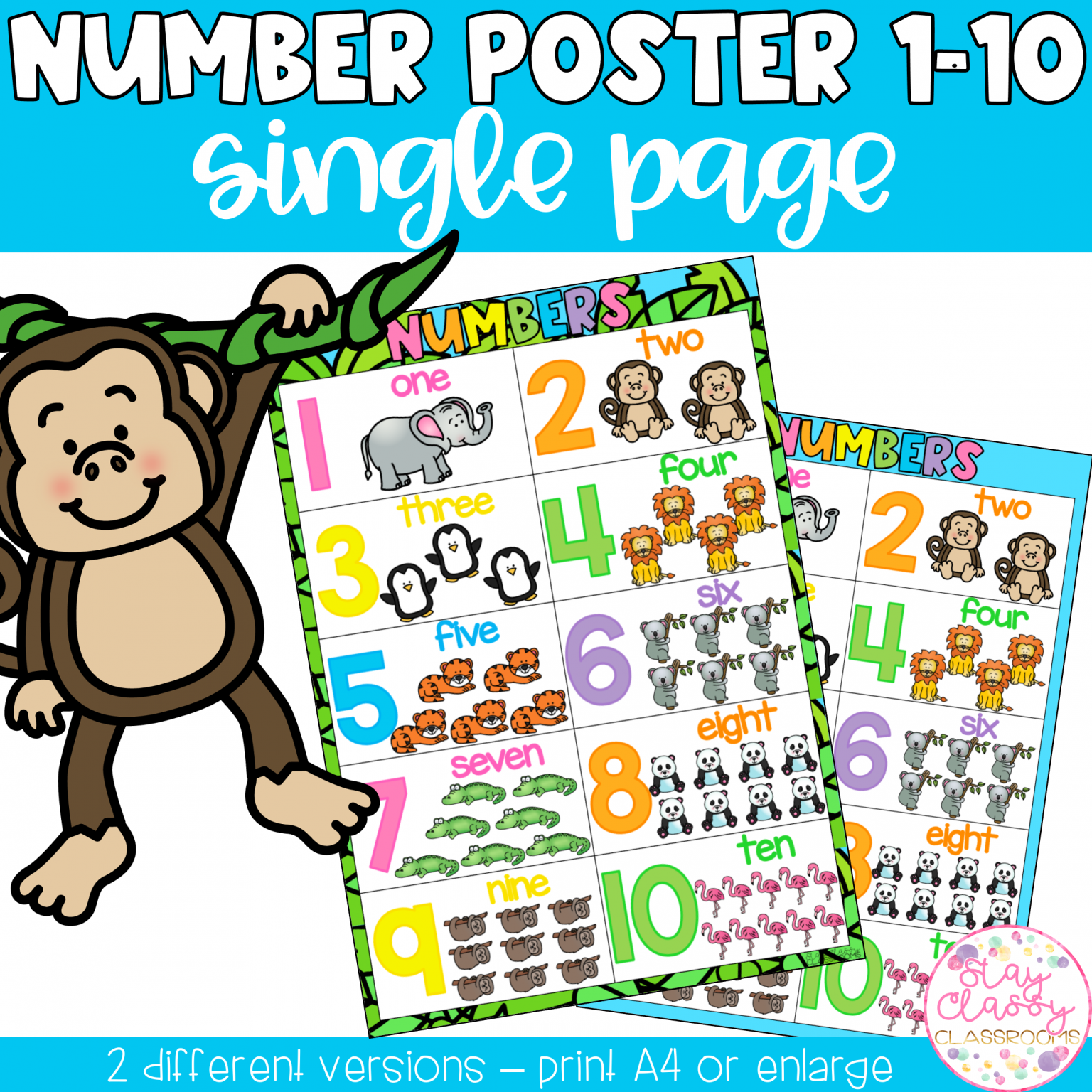 Number Poster 1-10 | Single Page - Stay Classy Classrooms