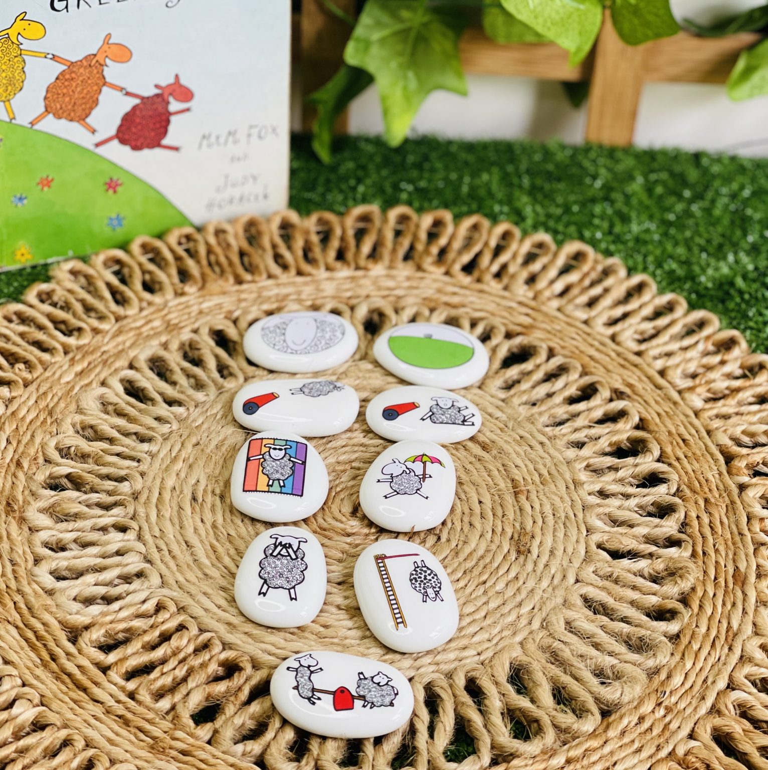 Green Sheep Story Stones | Ready Made - Stay Classy Classrooms