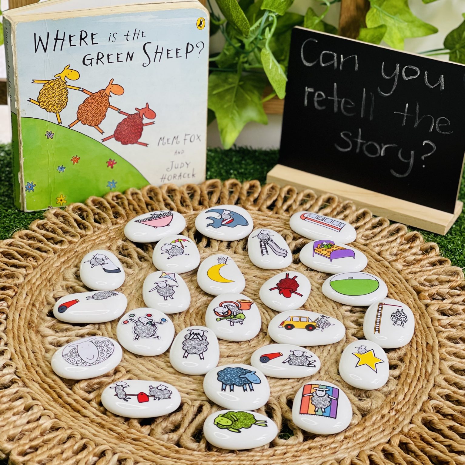 Green Sheep Story Stones | Ready Made - Stay Classy Classrooms