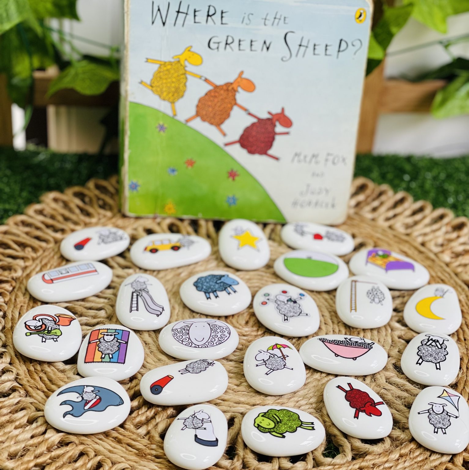 Green Sheep Story Stones | Ready Made - Stay Classy Classrooms