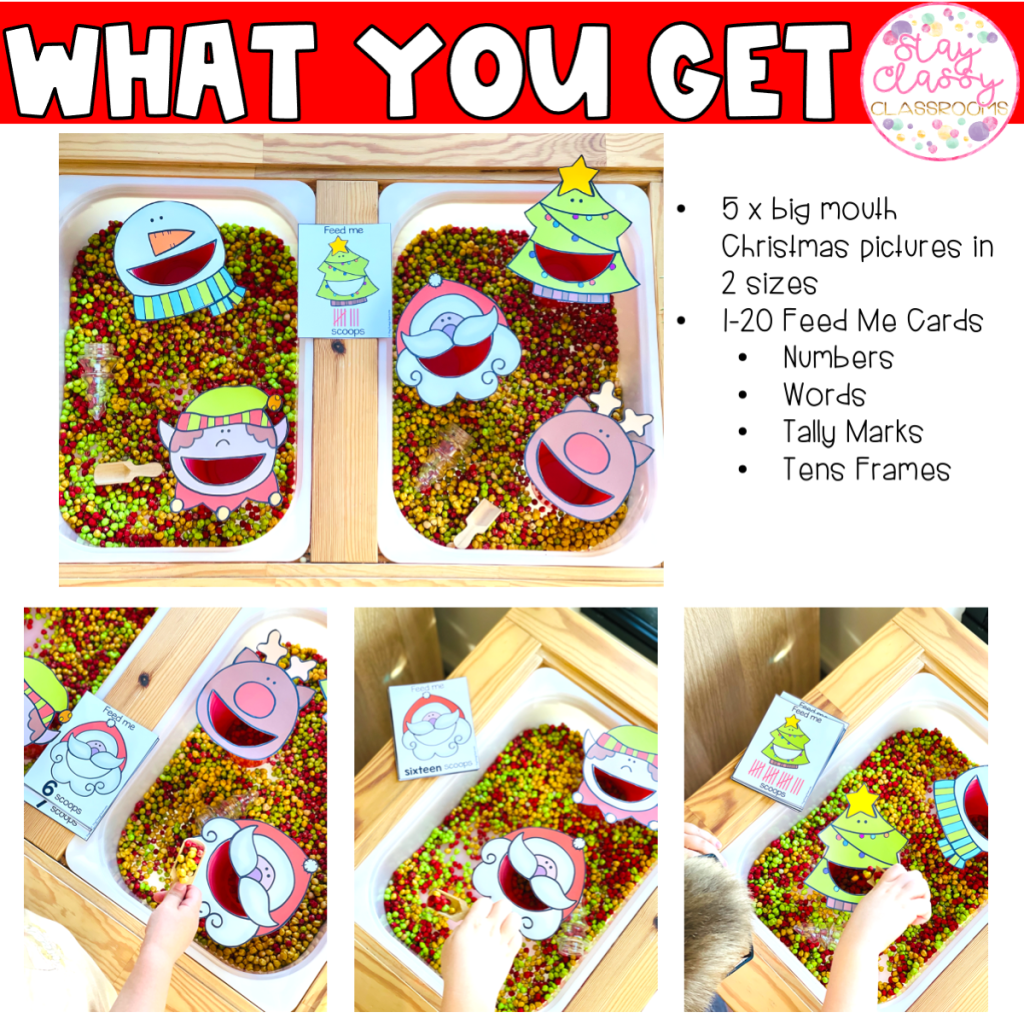 Christmas Count the Scoops | Sensory Tub Activity | Numbers 1-20 - Stay ...