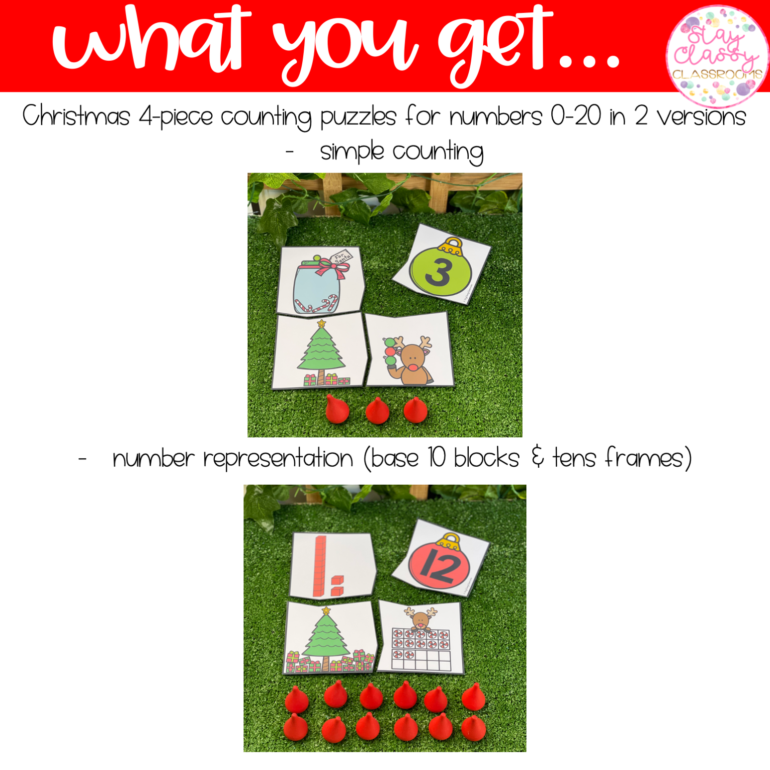 Christmas Counting Puzzles 0-20 - Stay Classy Classrooms