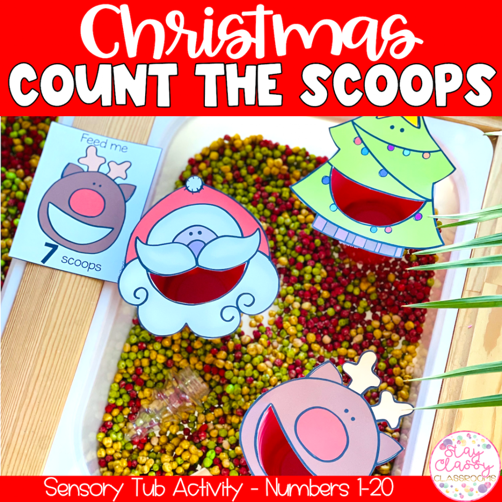 Christmas Count the Scoops | Sensory Tub Activity | Numbers 1-20 - Stay ...