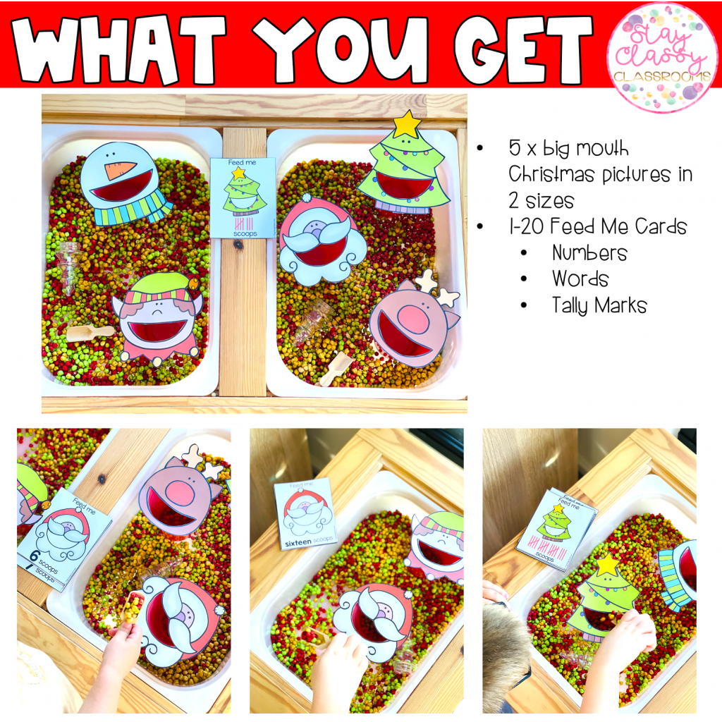 Christmas Count the Scoops | Sensory Tub Activity | Numbers 1-20 - Stay ...