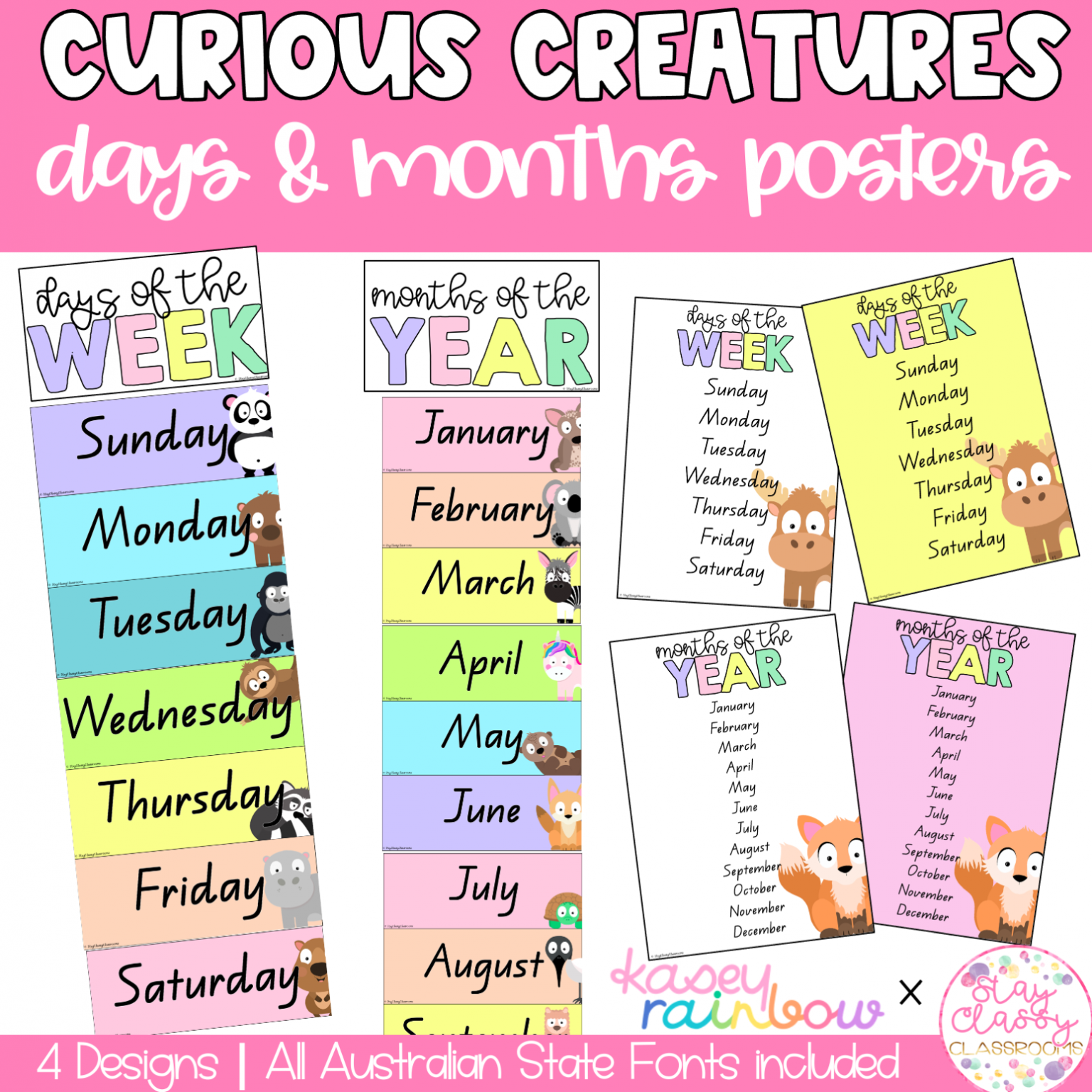 CURIOUS CREATURES | Days and Months Display | All Australian Fonts ...