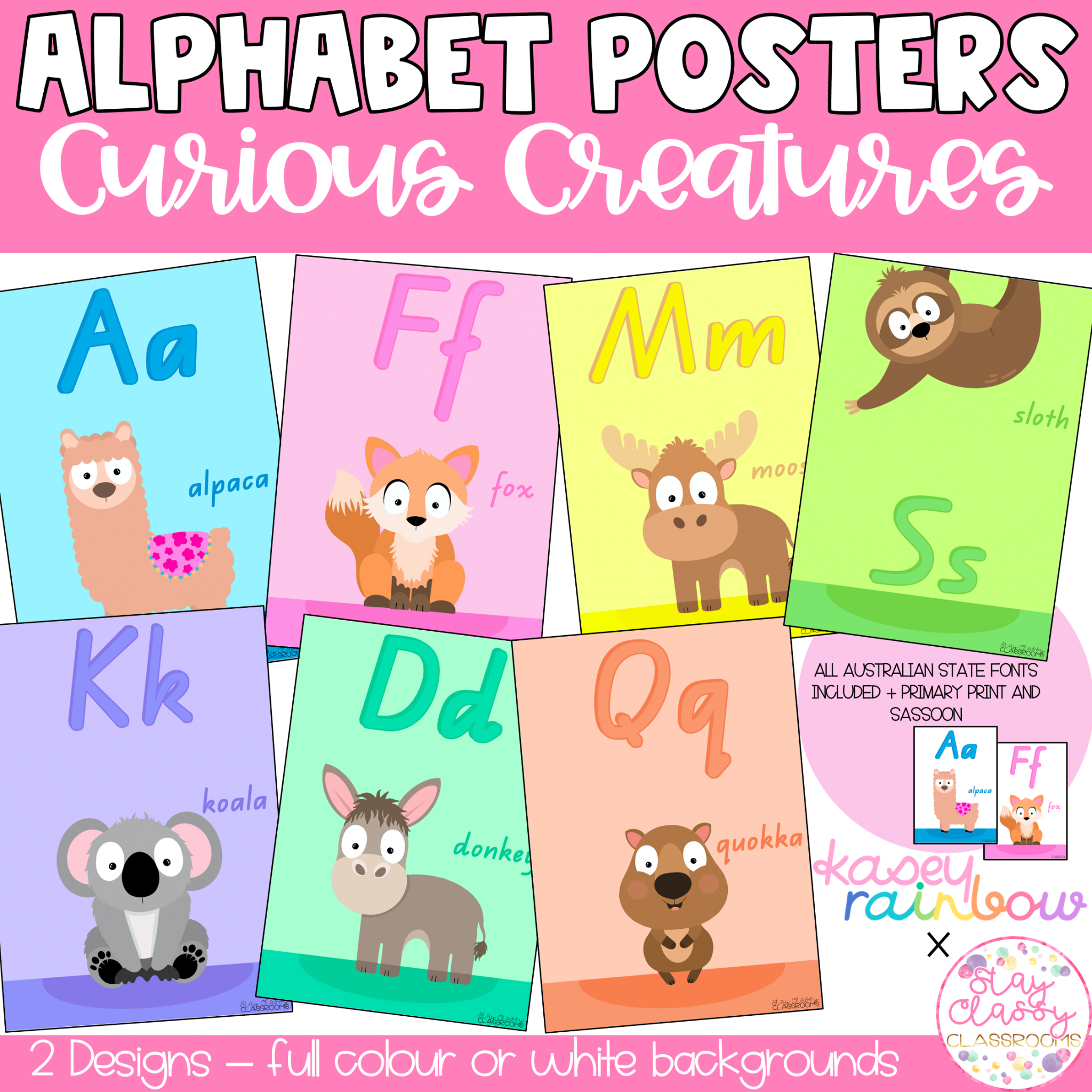 Alphabet Posters | Curious Creatures Classroom Decor - Stay Classy ...