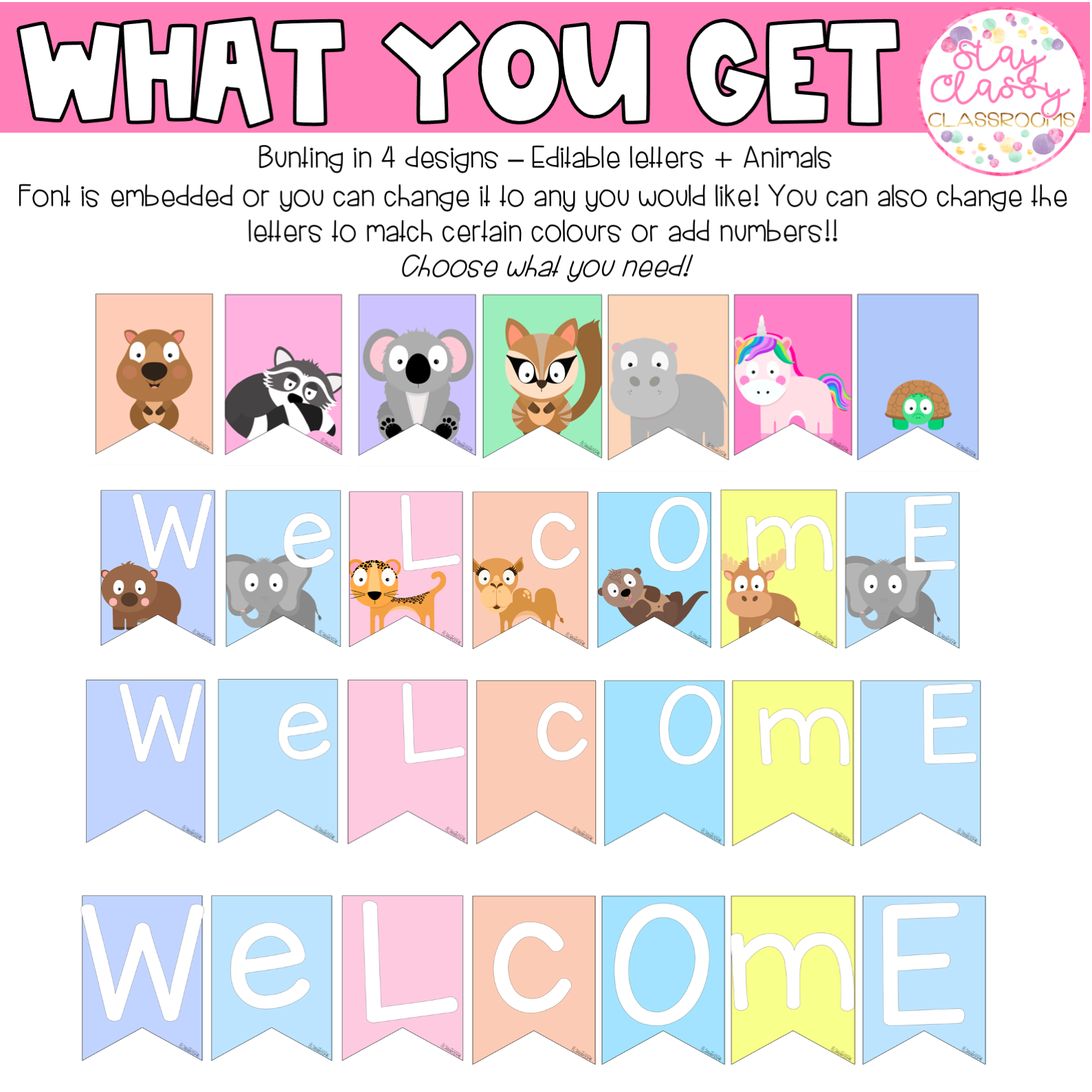 Editable Bunting | Curious Creatures Classroom Decor - Stay Classy ...