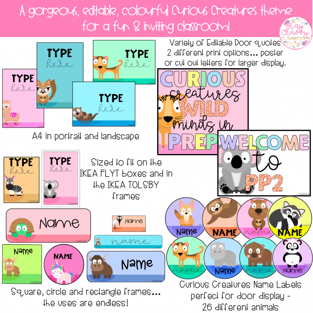 CURIOUS CREATURES Classroom Labels | Editable Name Tags, Labels ...