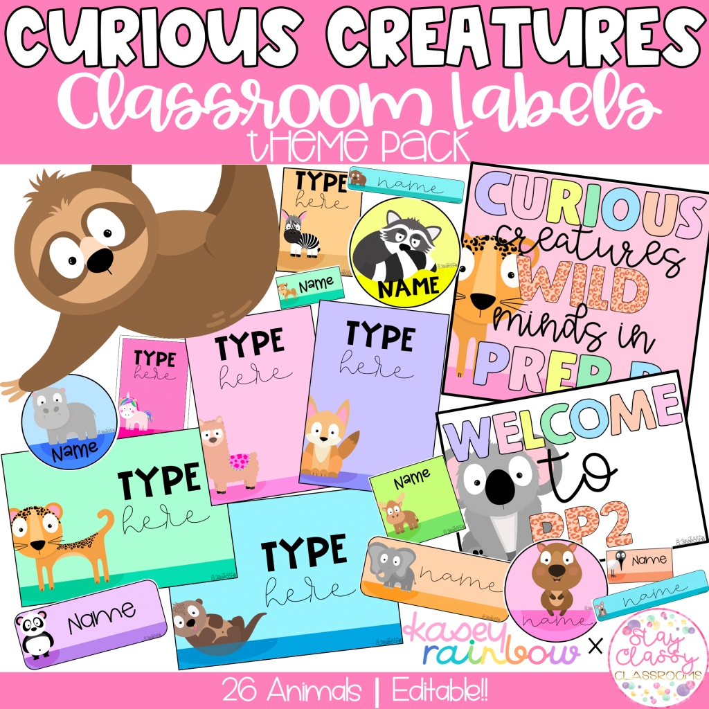 CURIOUS CREATURES Classroom Labels | Editable Name Tags, Labels ...