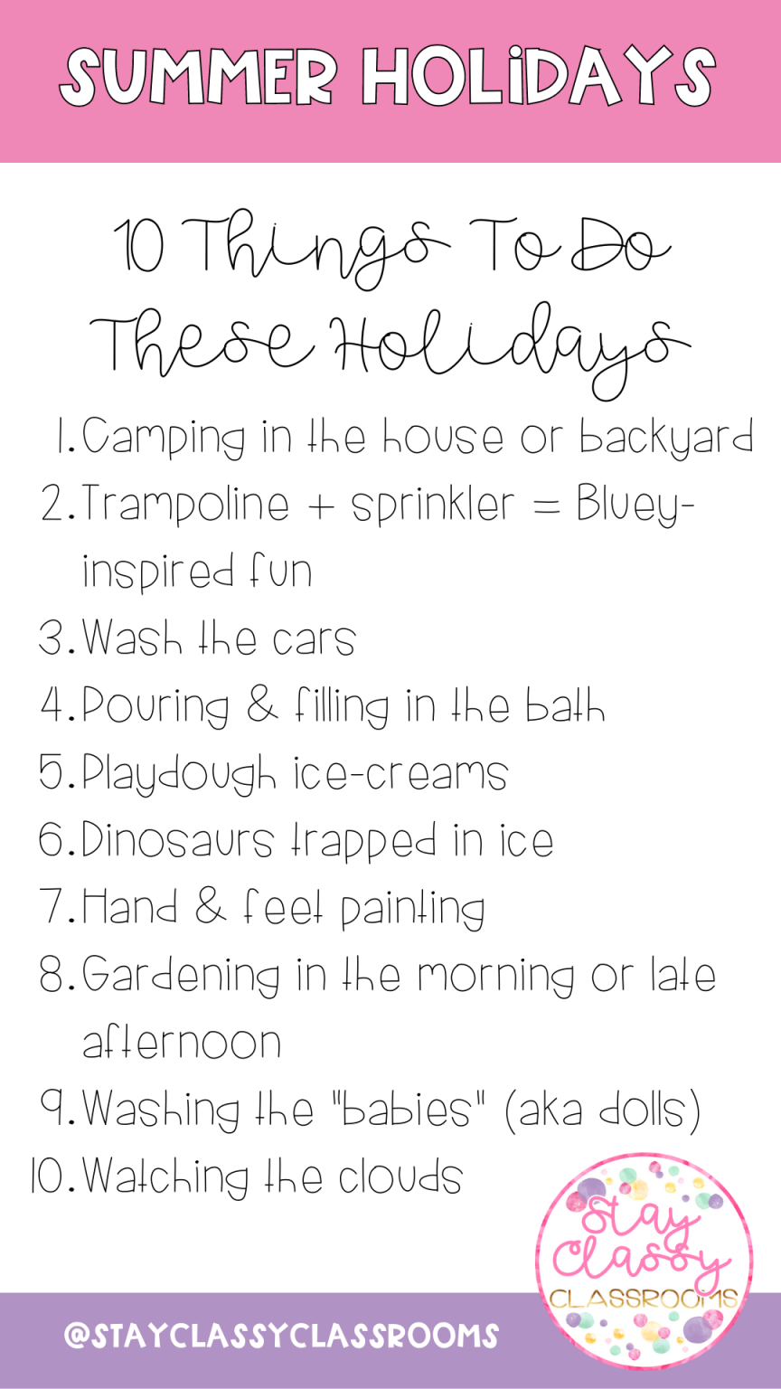 10 Things to Add to Your Summer Holiday List - Stay Classy Classrooms