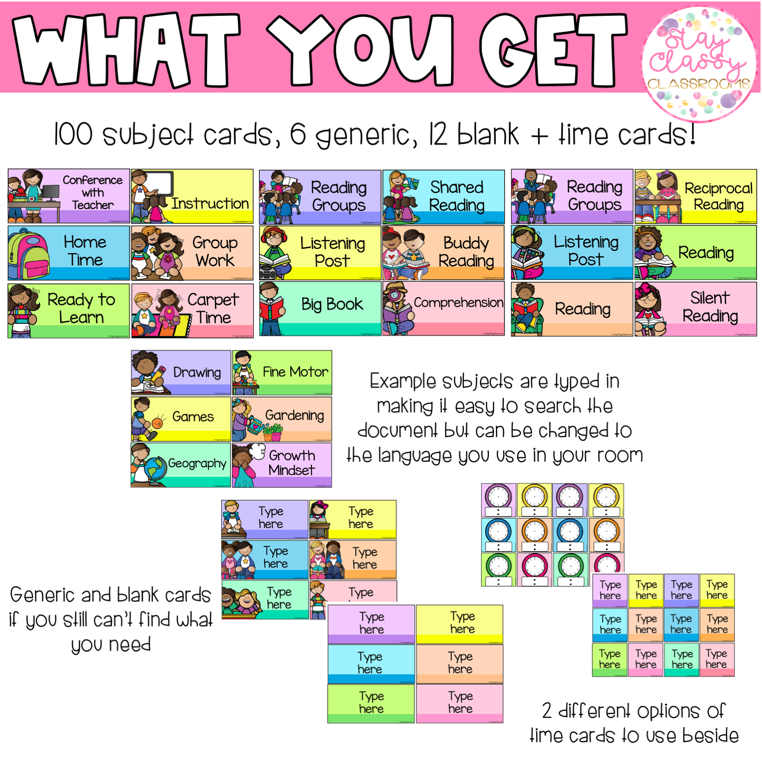 Editable Daily Visual Timetable Cards | Curious Creatures - Stay Classy ...