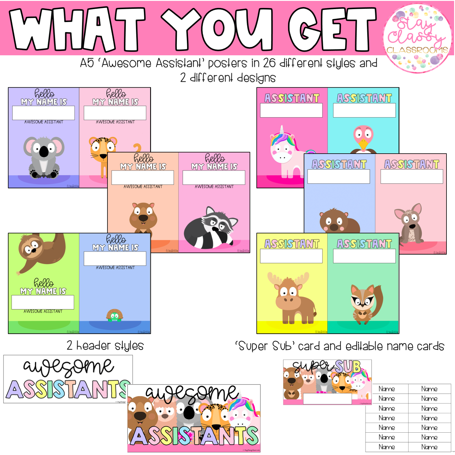 Awesome Assistants | Curious Creatures | Classroom Jobs Helpers Chart ...