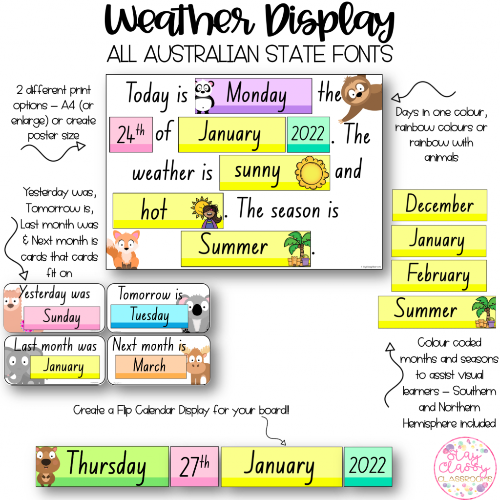 Classroom Calendar, Weather Display & Flip Calendar | Curious Creatures ...