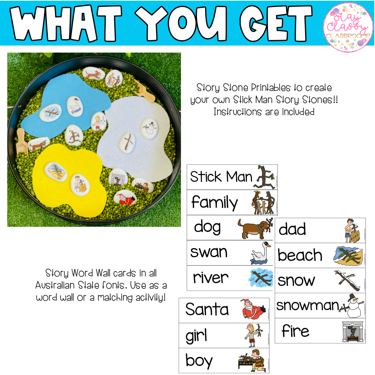 Stick Man | Story Stone Printables and Word Wall - Stay Classy Classrooms