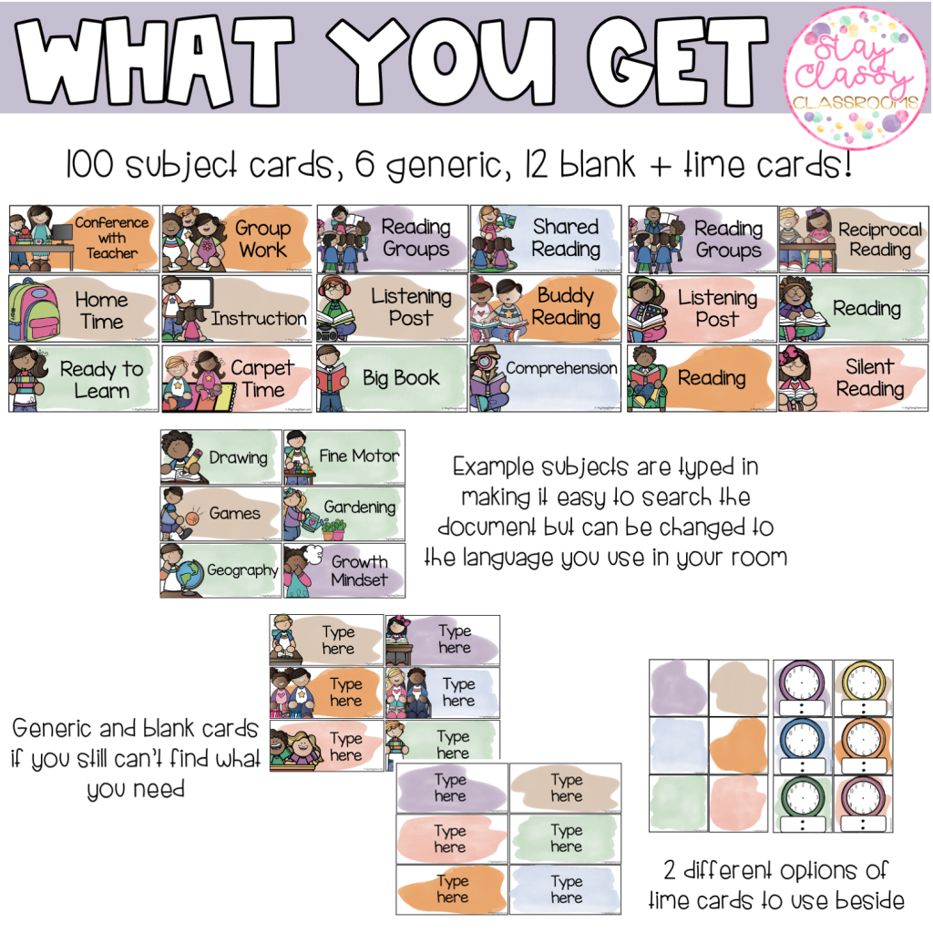 Editable Daily Visual Timetable Cards | Neutral - Stay Classy Classrooms