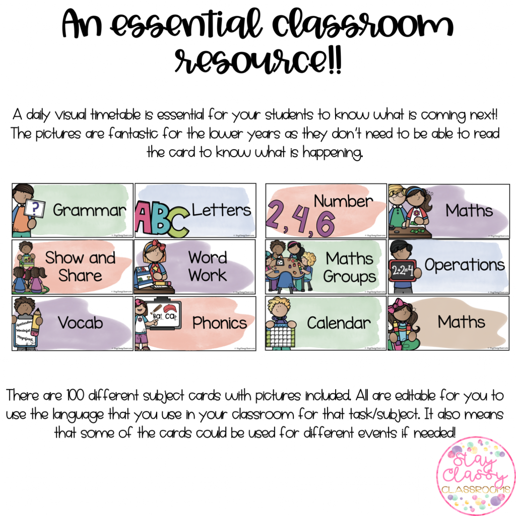 Editable Daily Visual Timetable Cards | Neutral - Stay Classy Classrooms