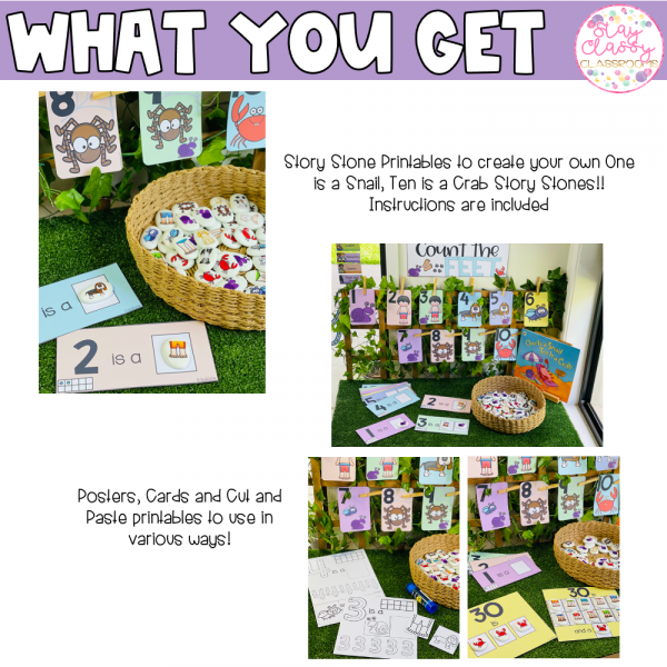One is a Snail, Ten is a Crab | Story Stones, Craft & Printables BUNDLE ...