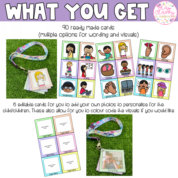 Lanyard Visual Cards | Ready to Print and Editable - Stay Classy Classrooms