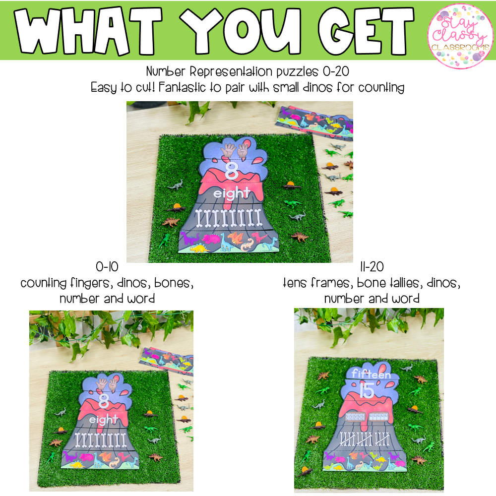 Dinosaurs | Number Representation Puzzles - Numbers 0-20 - Stay Classy ...