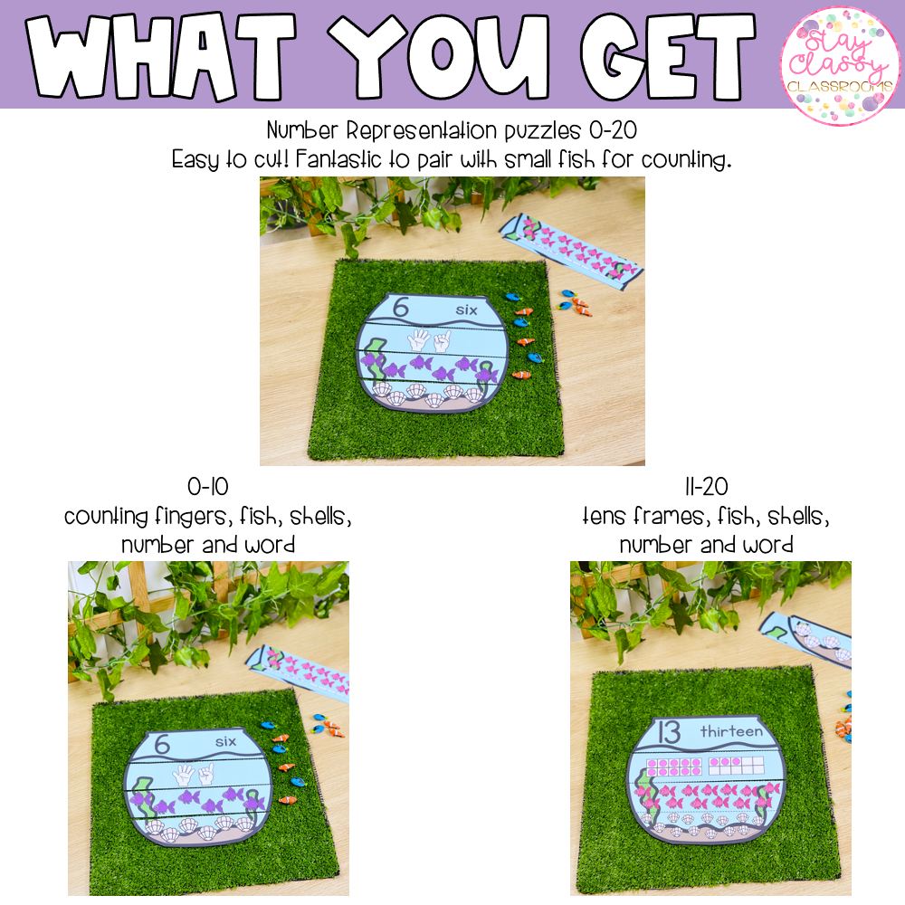 Fish Bowl | Number Representation Puzzles - Numbers 0-20 - Stay Classy ...