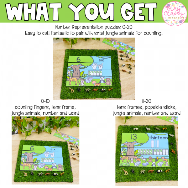 Jungle Animals | Number Representation Puzzles - Numbers 0-20 - Stay ...