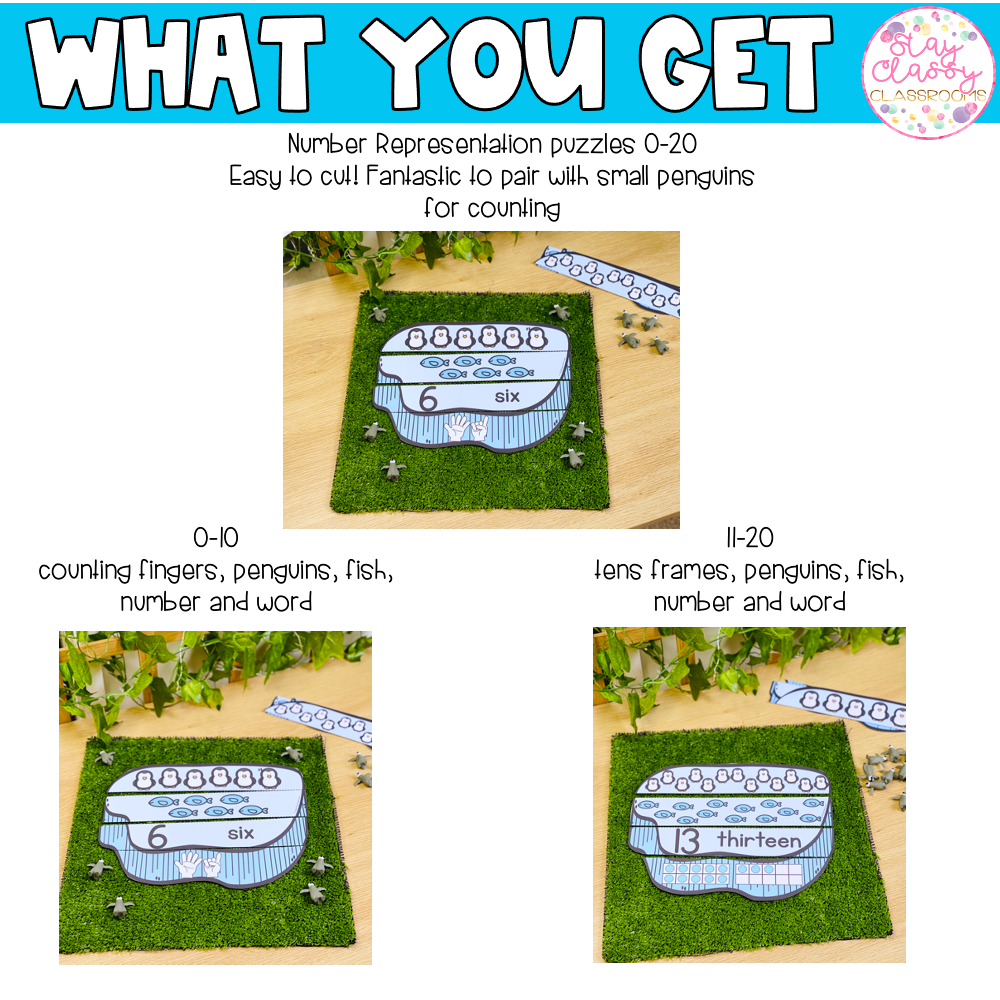 Penguins | Number Representation Puzzles - Numbers 0-20 - Stay Classy ...