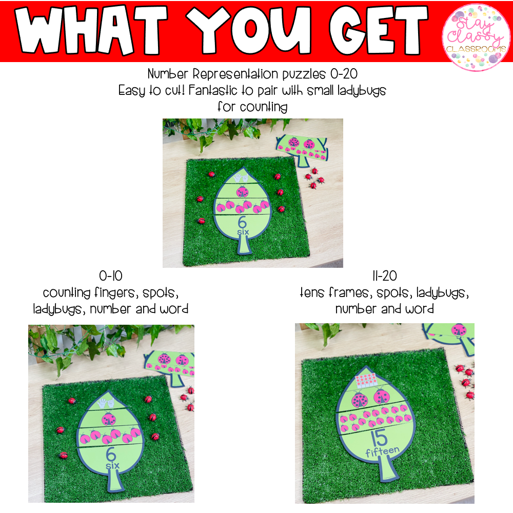Ladybugs | Number Representation Puzzles - Numbers 0-20 - Stay Classy ...