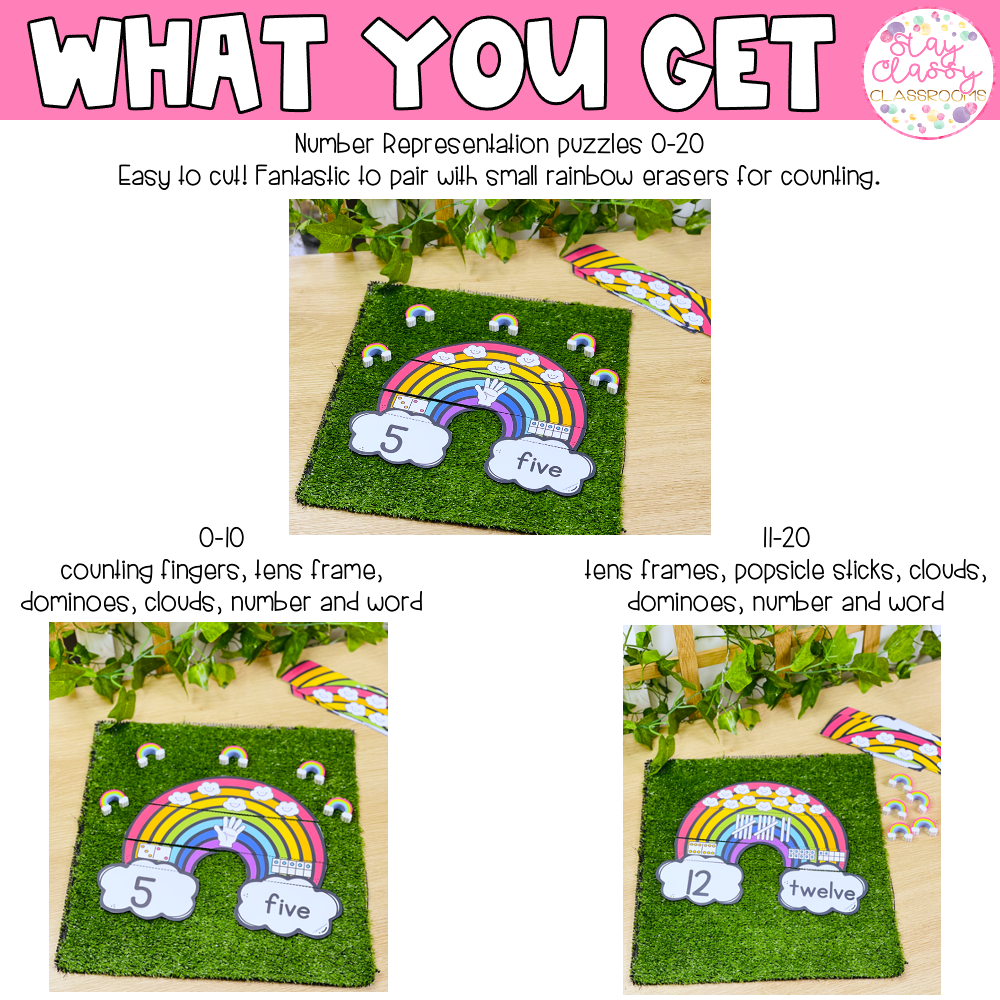 Rainbows | Number Representation Puzzles - Numbers 0-20 - Stay Classy ...