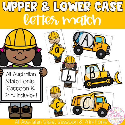 Construction Upper & Lower Case Letter Match - Stay Classy Classrooms