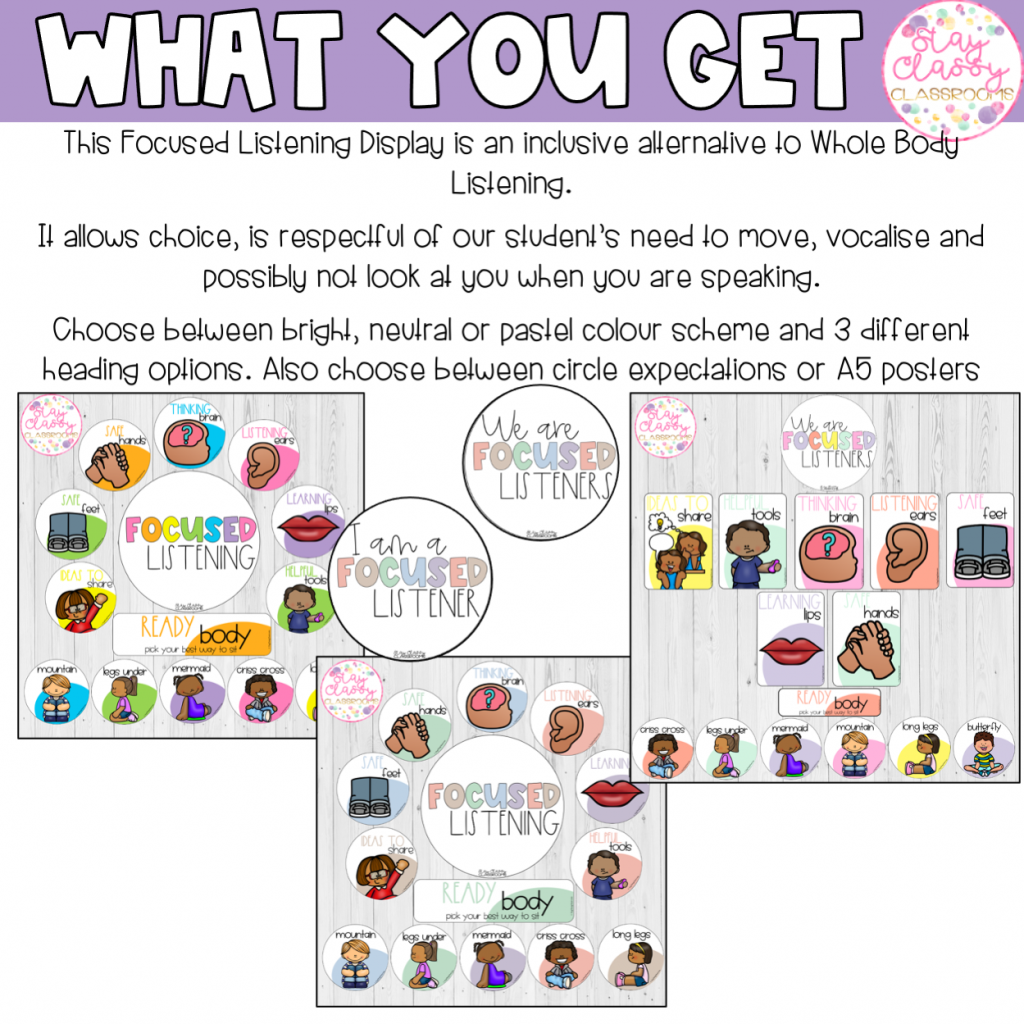 Focused Listening Display Pack - Stay Classy Classrooms
