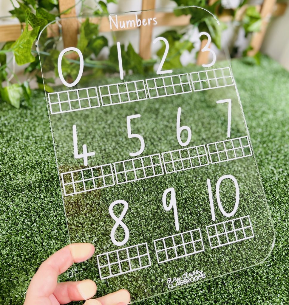 Acrylic Number Tracing Board 0-10 | Single Board - Stay Classy Classrooms