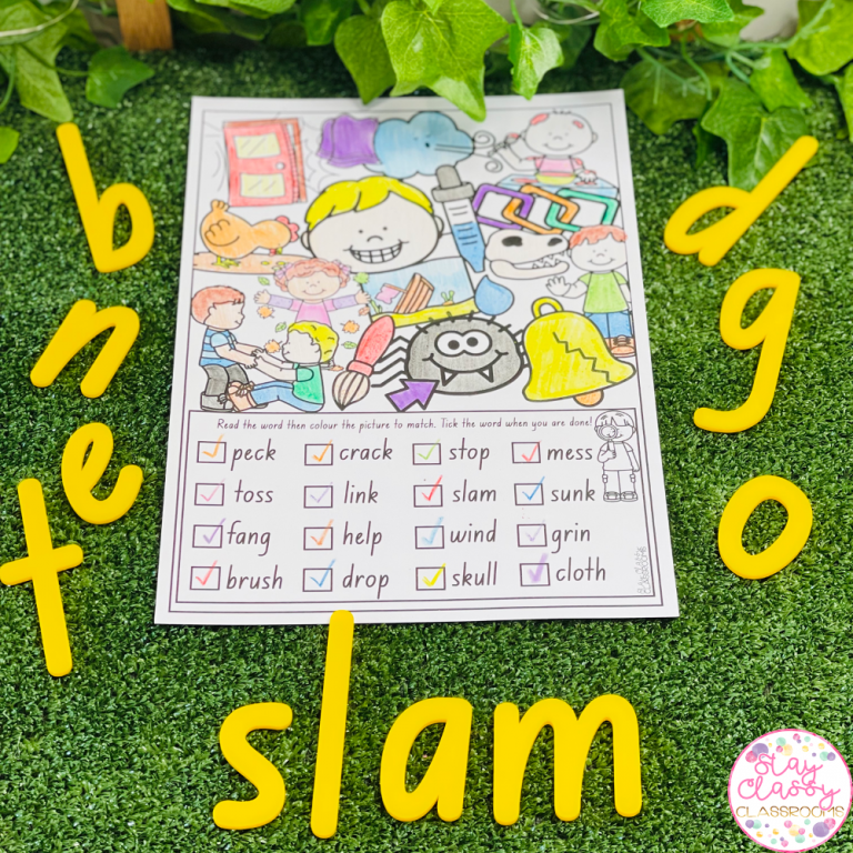 Decodable CVCC & CCVC Words - Find and Colour Printables - Stay Classy ...