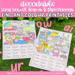 Decodable Long Vowel Teams & Diphthongs Words - Find and Colour ...
