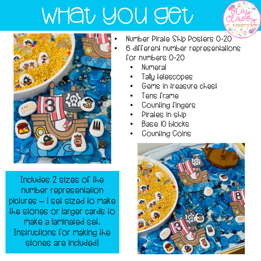 Pirate Number Representation Stones Match 0-20 - Stay Classy Classrooms