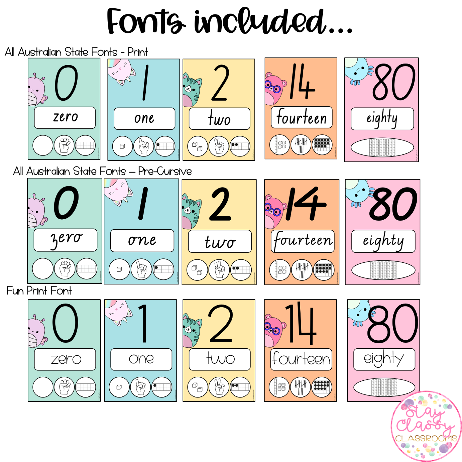 Number Posters | SQUISHIES Classroom Decor - Stay Classy Classrooms
