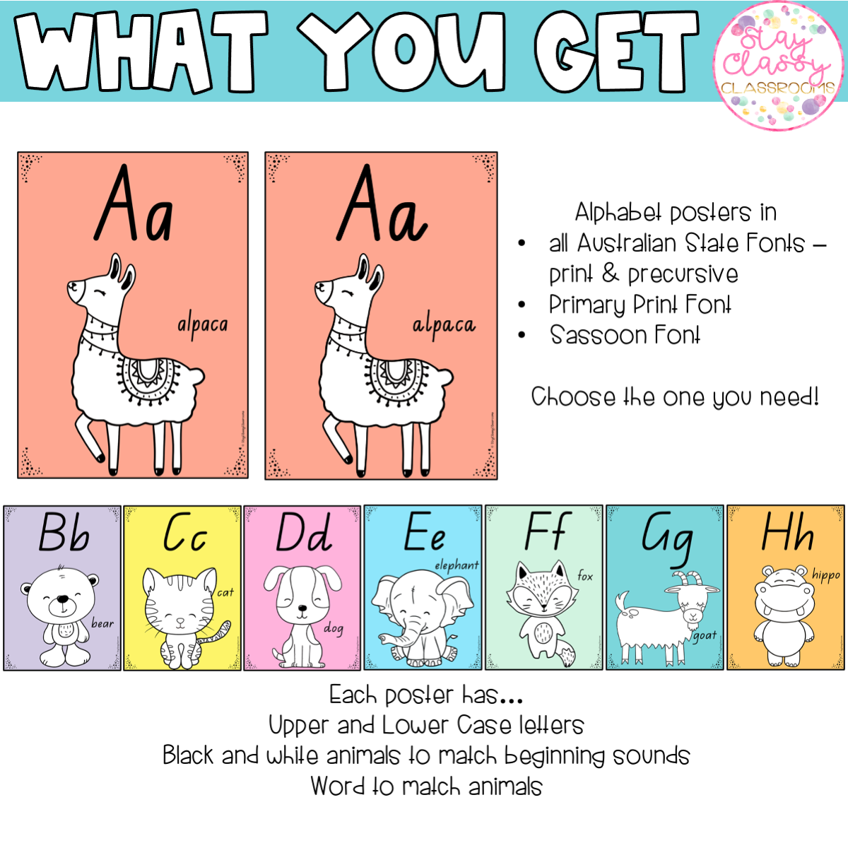 Alphabet Posters | Scandi Animals Classroom Decor - Stay Classy Classrooms