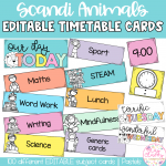 Editable Daily Visual Timetable Cards | Scandi Animals Pastel - Stay ...