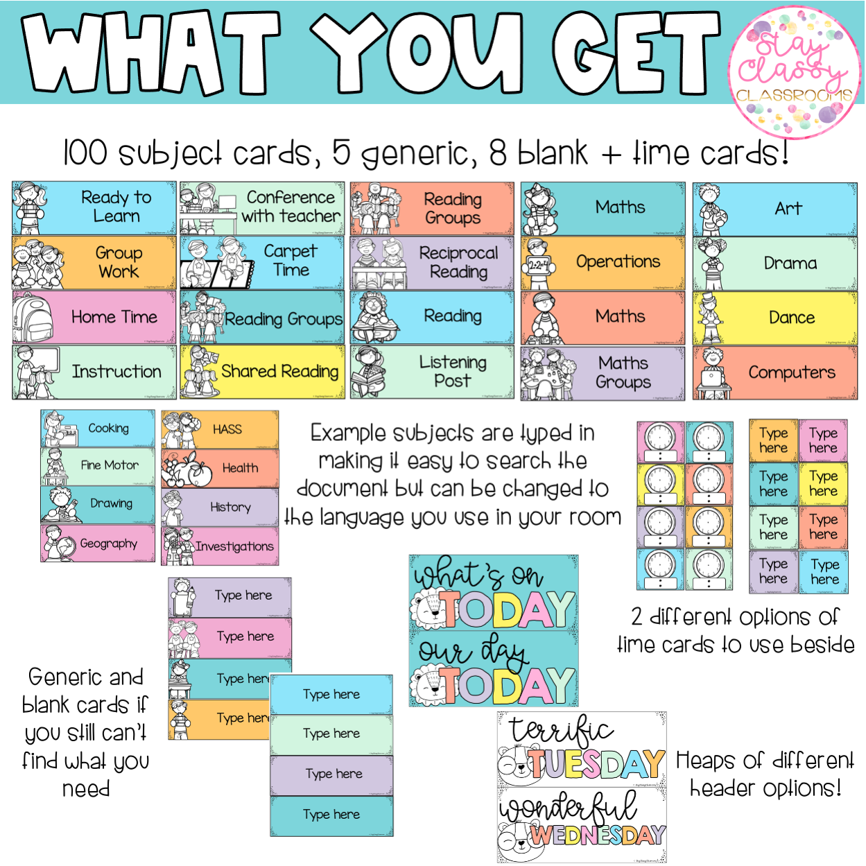 Editable Daily Visual Timetable Cards | Scandi Animals Pastel - Stay ...
