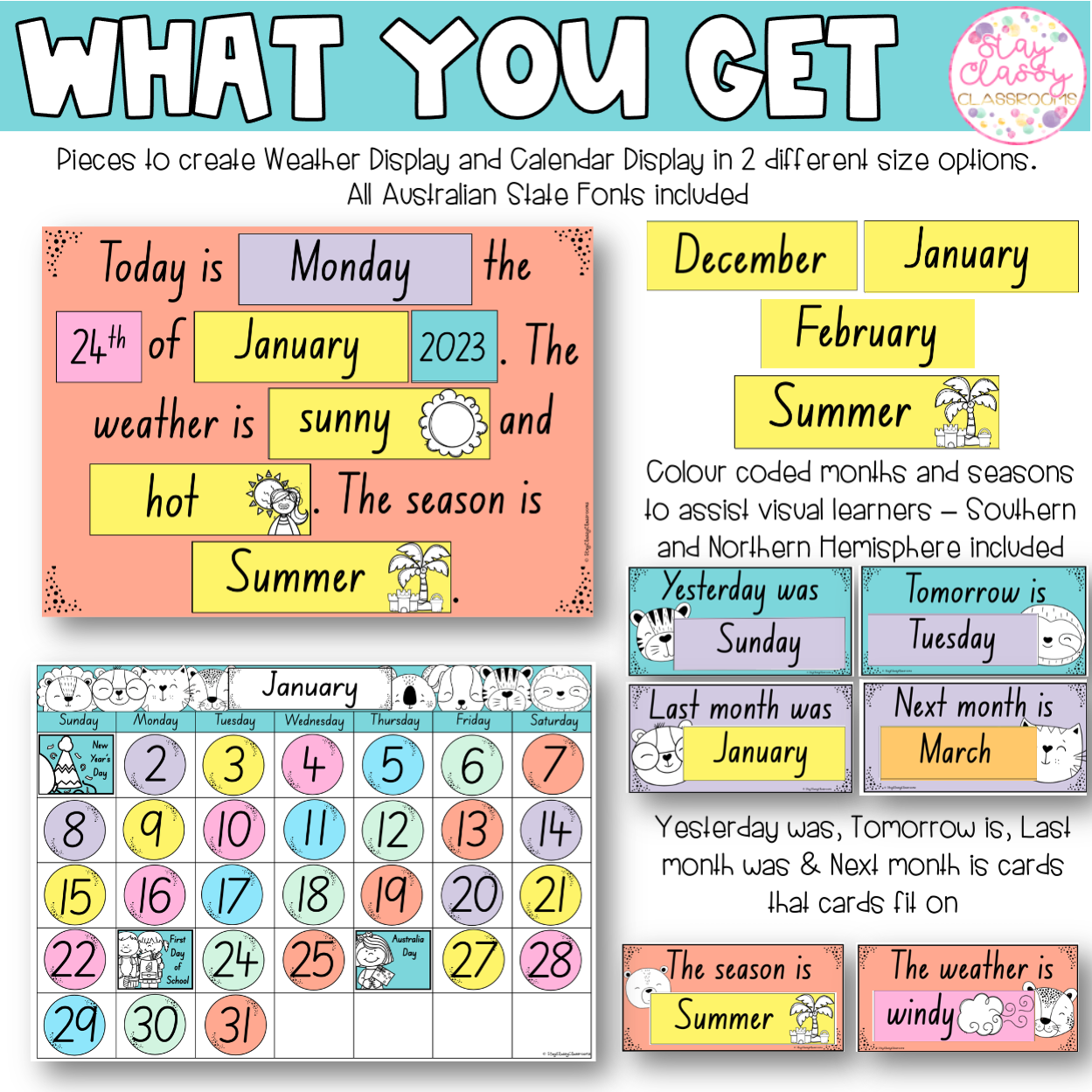 Classroom Calendar, Weather Display & Flip Calendar | Scandi Animals ...