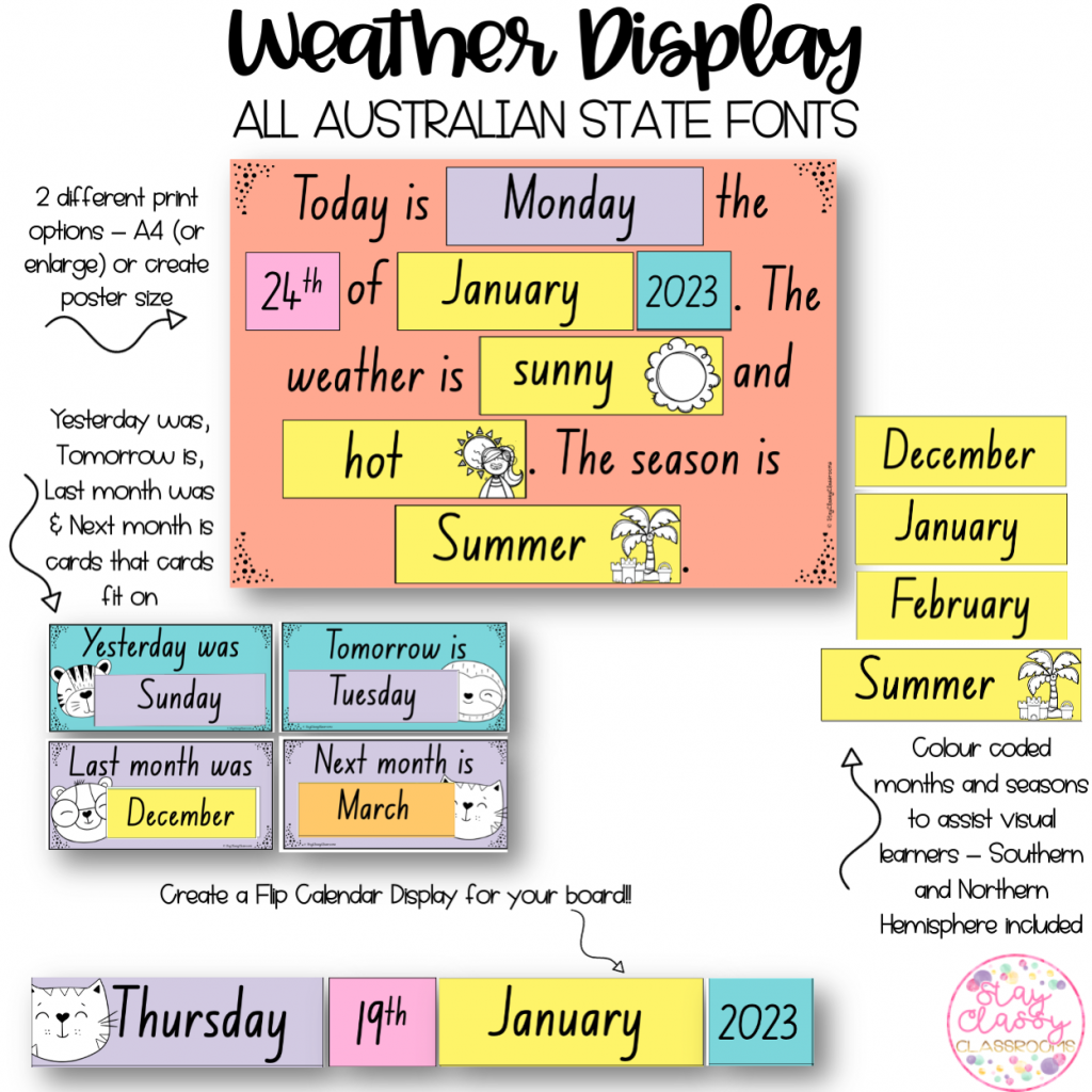 Classroom Calendar, Weather Display & Flip Calendar | Scandi Animals ...