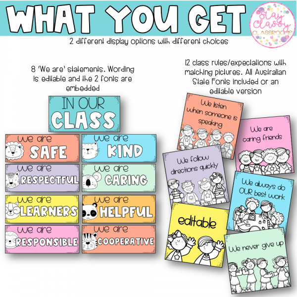 Classroom Rules | Editable & Australian Fonts | Scandi Animals - Stay ...