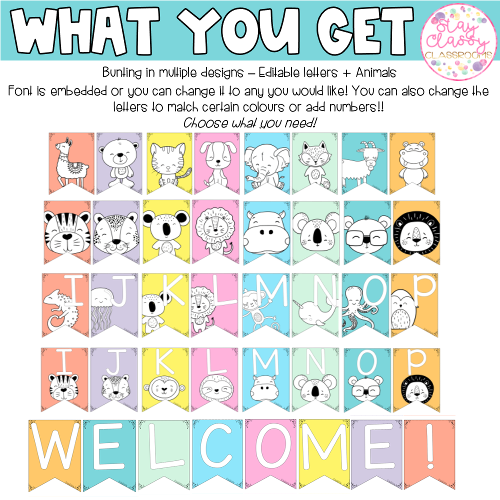 Editable Bunting | Scandi Animals Classroom Decor - Stay Classy Classrooms