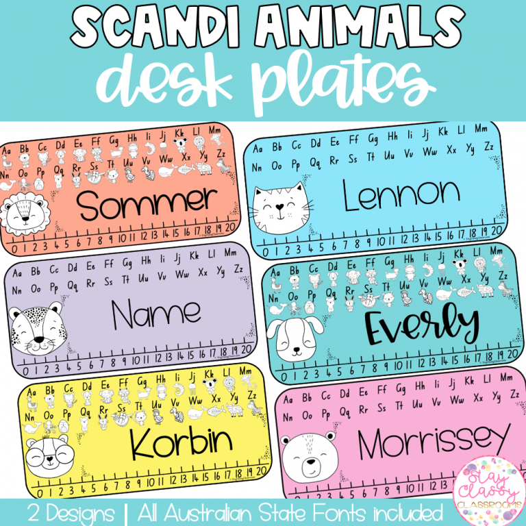 SCANDI ANIMALS | Editable Desk Plates - Stay Classy Classrooms
