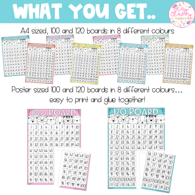 100 & 120 Board Posters | Scandi Animals - Stay Classy Classrooms