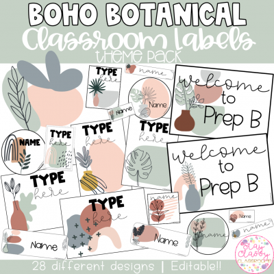 BOHO BOTANICAL Editable Name Tags, Labels, Posters & Door Display ...
