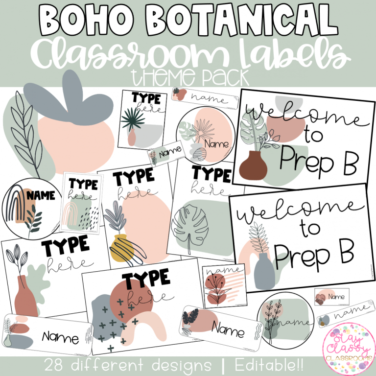 BOHO BOTANICAL Editable Name Tags, Labels, Posters & Door Display ...